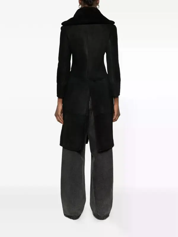 ROMEO GIGLI 1990s Shearling-collar Leather Coat