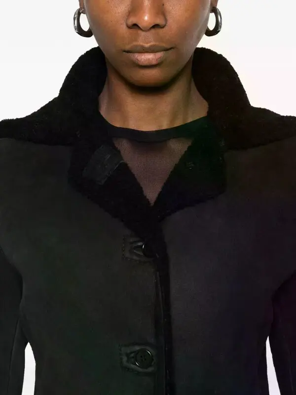 ROMEO GIGLI 1990s Shearling-collar Leather Coat