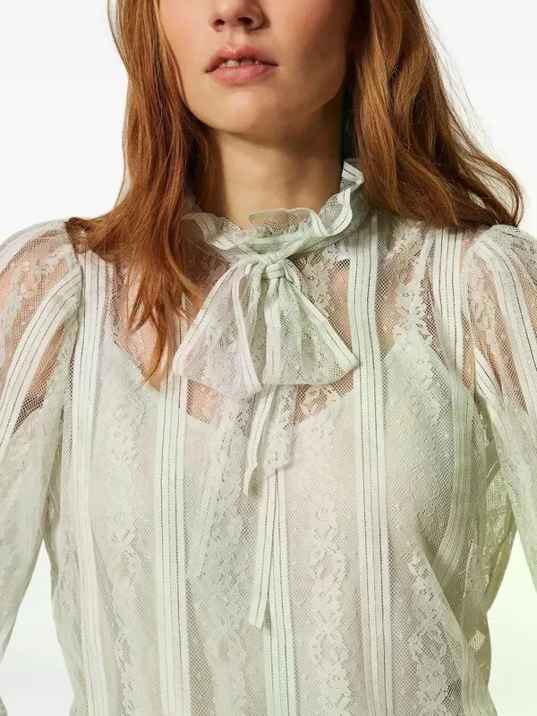 TWINSET Striped Lace Blouse With Bow