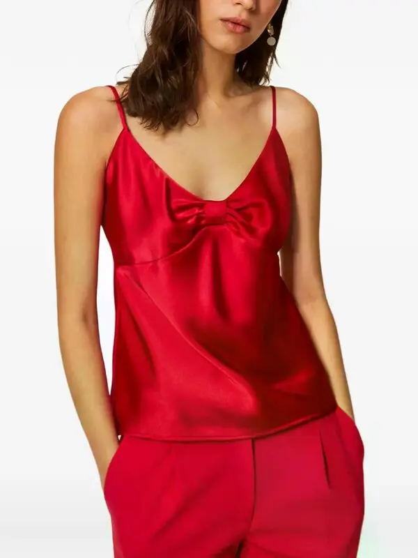 TWINSET Satin Knot Detail Top - Red