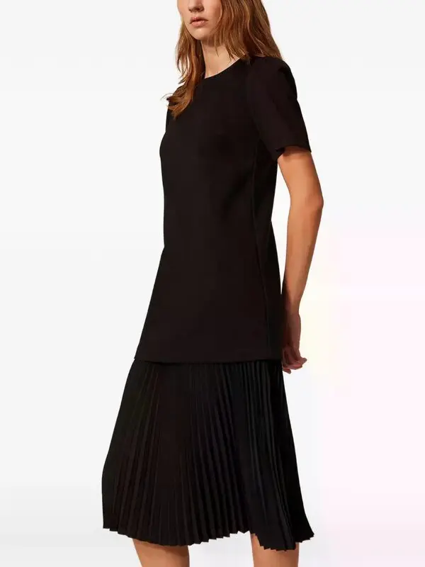 TWINSET Recycled Crêpe De Chine Midi Dress With Pleated Insert