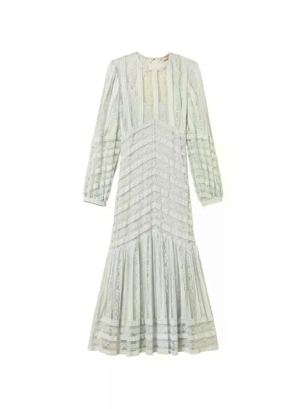 TWINSET Long Striped Lace Maxi Dress - Neutrals
