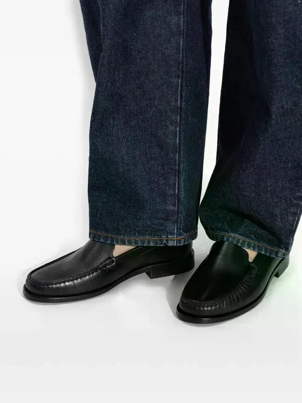 AeydĒ Block-heel Leather Loafers - Black