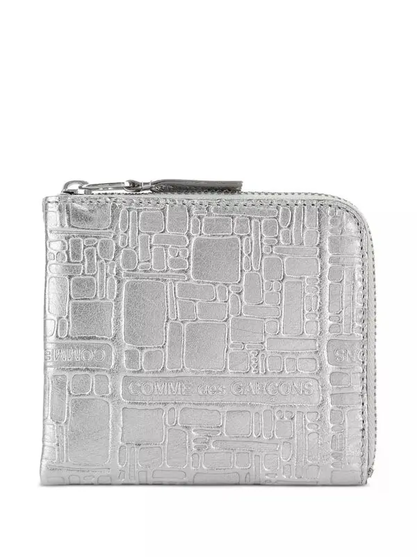 Comme Des Garçons Embossed Leather Card Holder - Silver