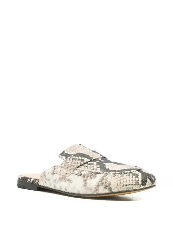 Officine Creative Blair Snakeskin-effect Flat Mules