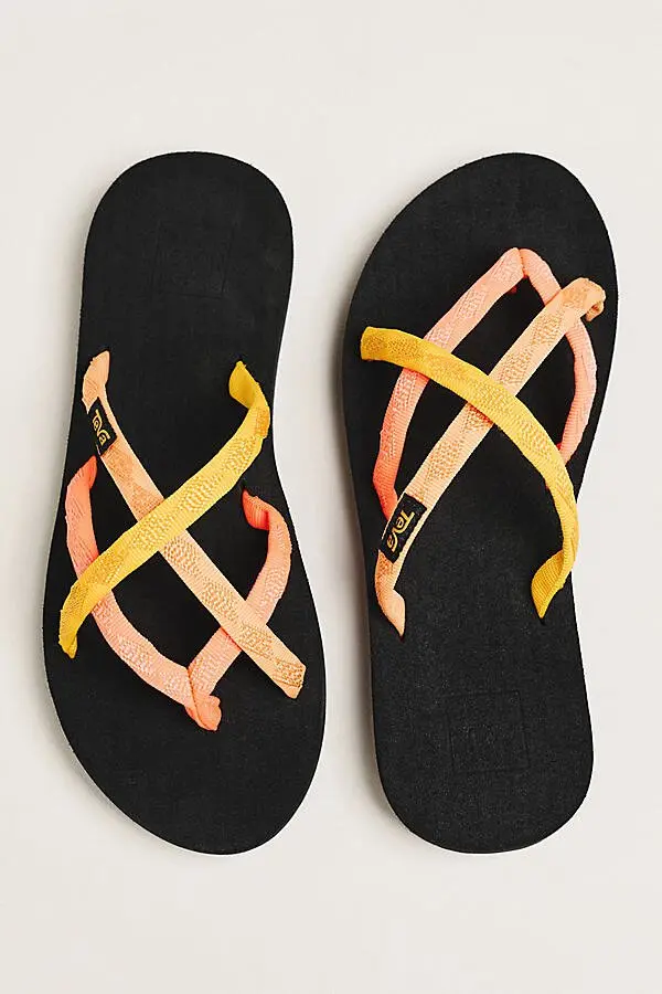 Teva Olowahu Cross-strap Sandals - Neon Coral Multi