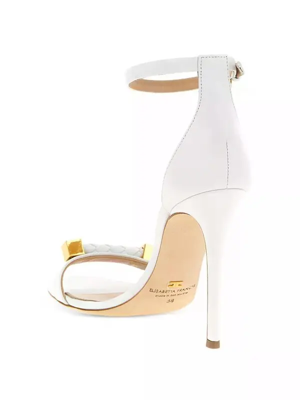 Elisabetta Franchi Leather Stiletto Sandals With Gold Tone Logo Detail