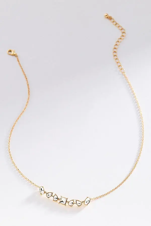 Anthropologie Crystal Mix Necklace - Gold
