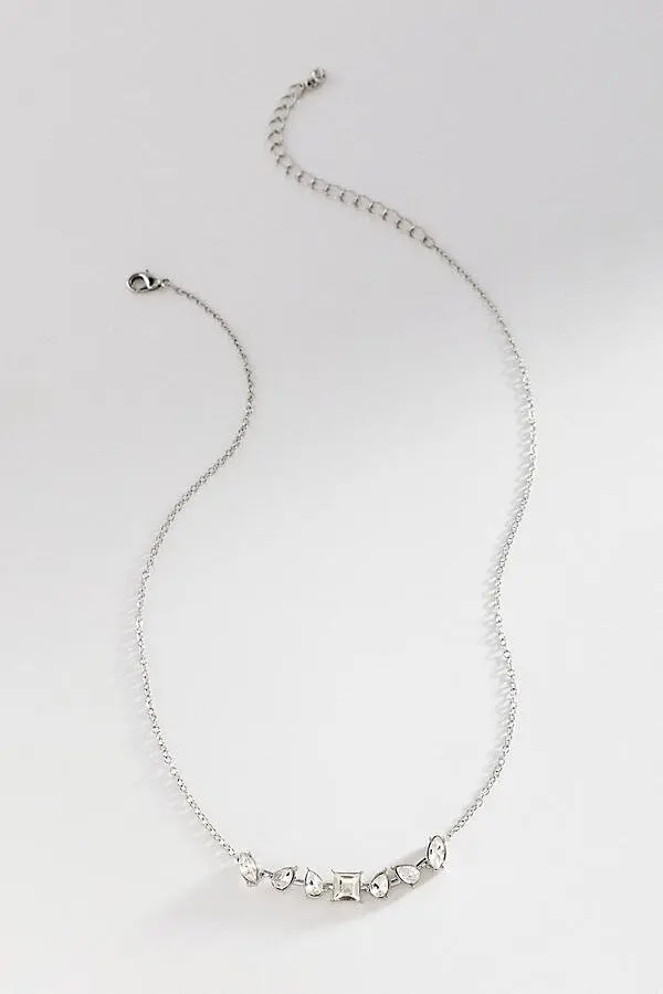 Anthropologie Crystal Mix Necklace - Silver