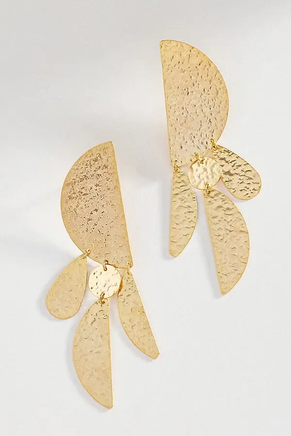Anthropologie Textured Crescent Earrings - Gold