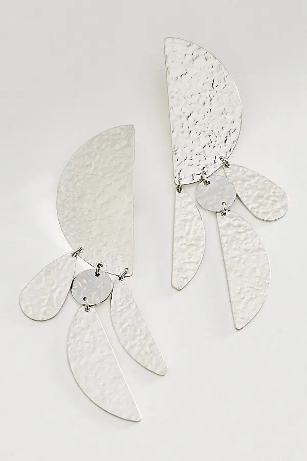 Anthropologie Textured Crescent Earrings - Silver