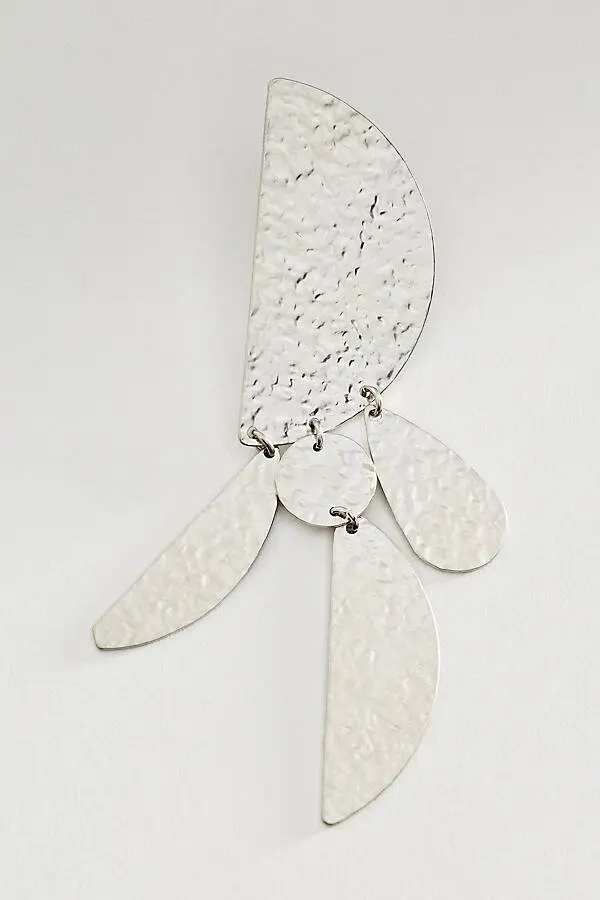 Anthropologie Textured Crescent Earrings - Silver