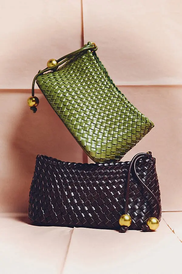 Anthropologie Calla Woven Crossbody Bag - Chocolate