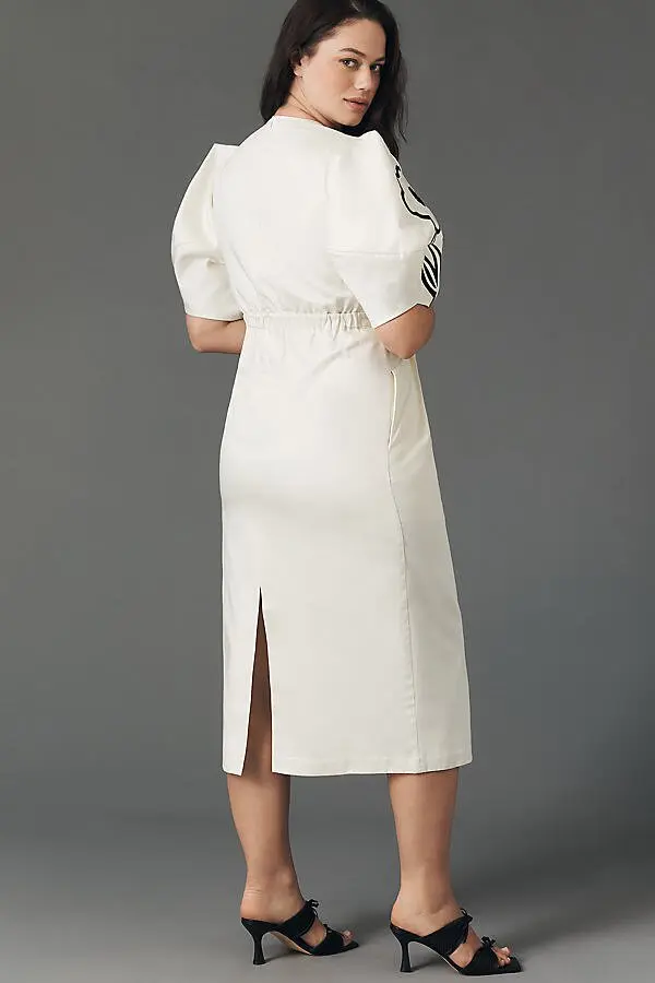 DE LORETA Embroidered Cotton Dress