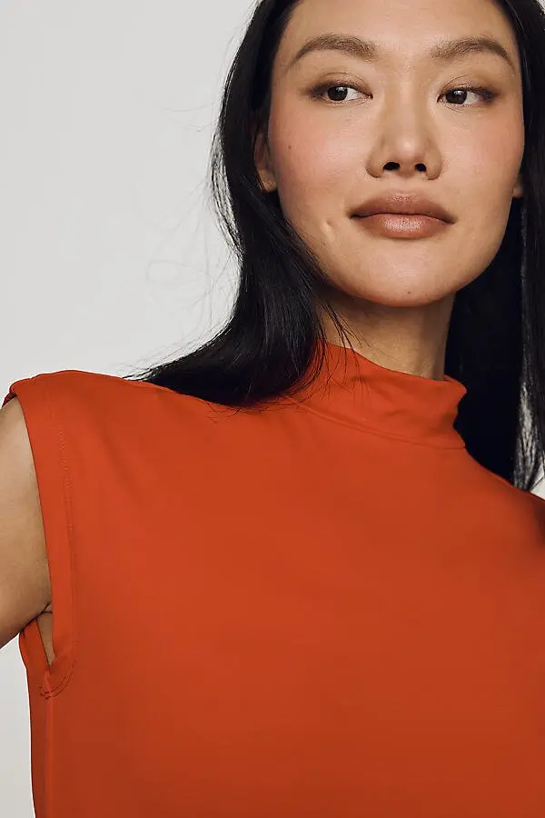 Maeve Mock-neck Sleeveless Top - Red
