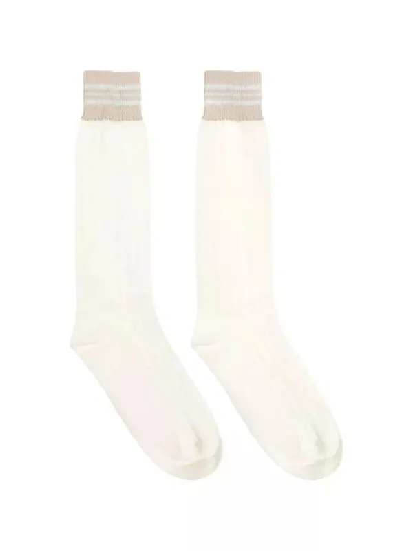 Eleventy Ribbed Trim Crew Socks - Neutrals
