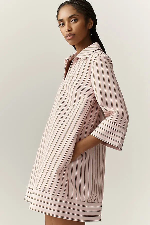 anthropologie striped long sleeve dress HUTCH Anthropologie Green Black Striped Long Sleeve Dress