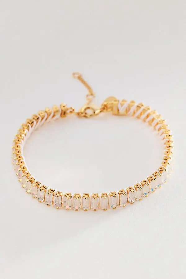 Anthropologie Baguette Crystal Tennis Bracelet - Clear