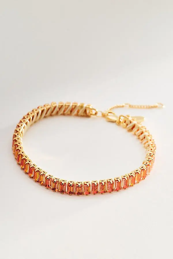 Anthropologie Baguette Crystal Tennis Bracelet - Honey