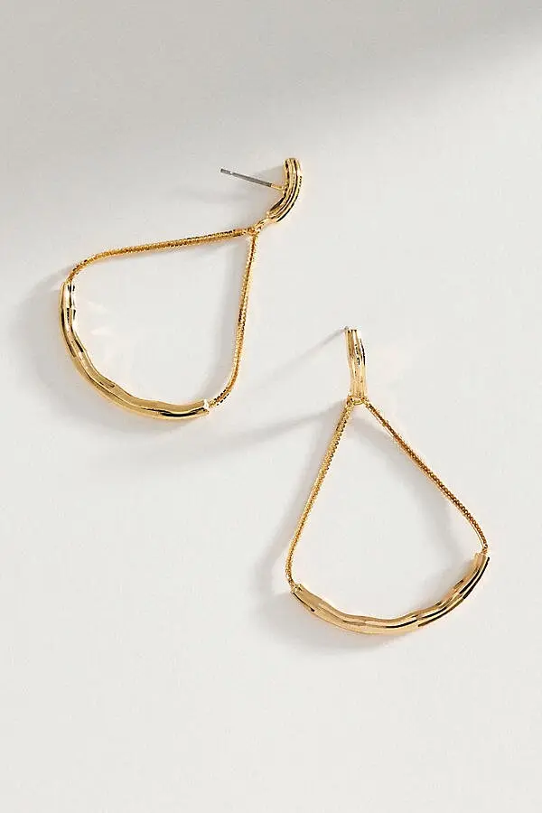 Anthropologie Hammered Chandelier Earrings - Gold