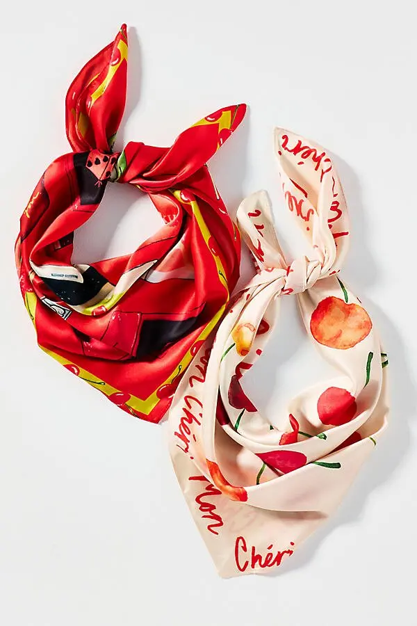 Anthropologie Nikki Ackerman X Cherry Hair Scarf - Matches/cherries