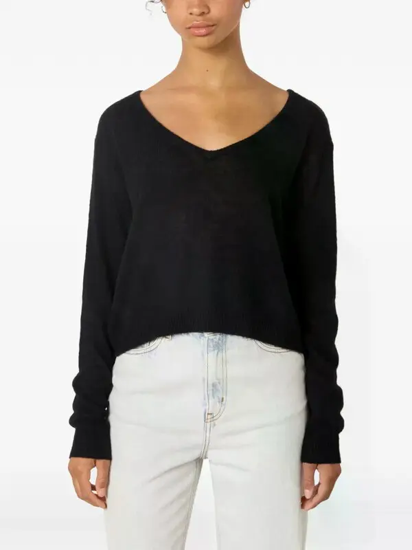 American Vintage Knitted V-neck Sweater - Black