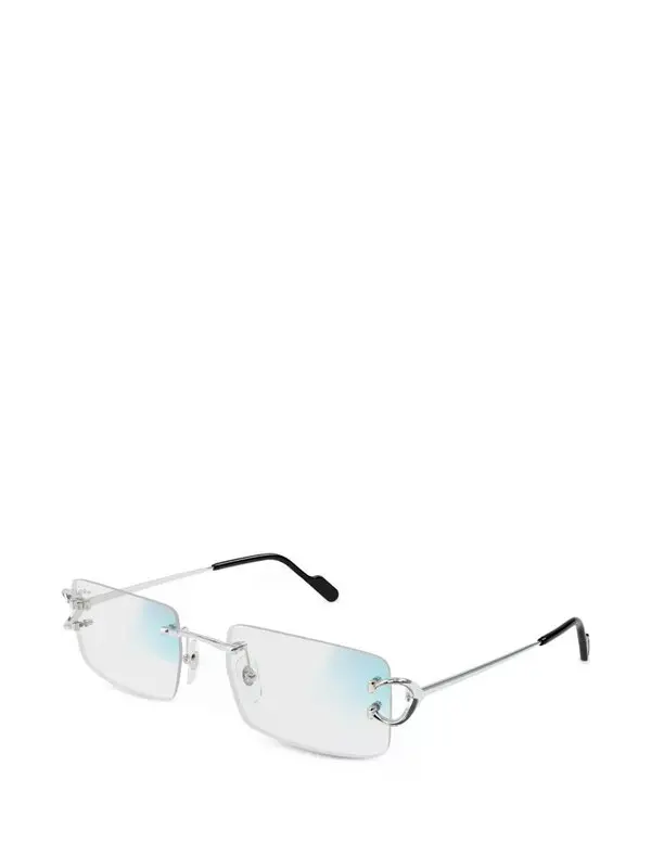 CARTIER C-motif Rectangle-frame Sunglasses - Silver