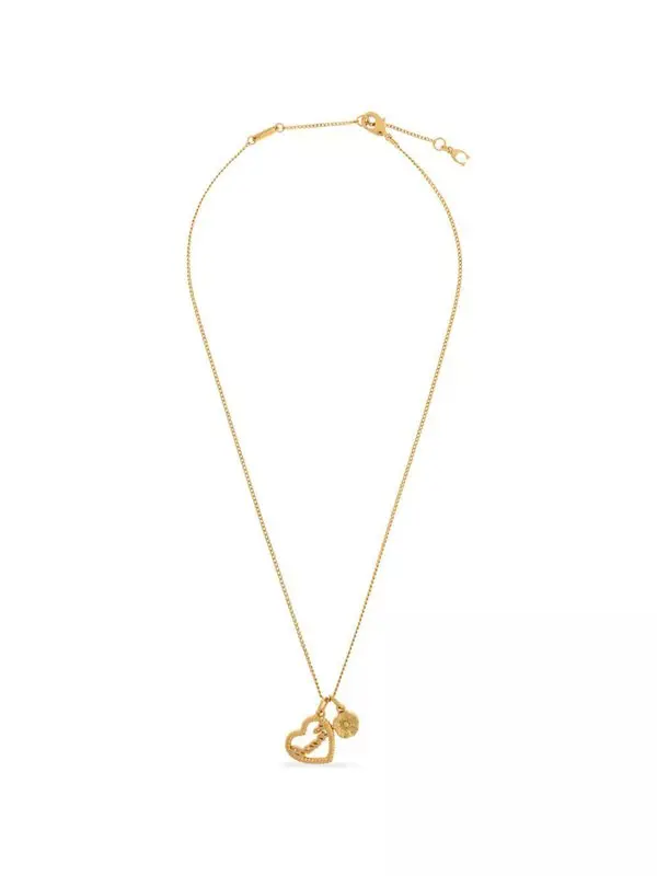 Coach Heart And Floral Charm Necklace - Gold