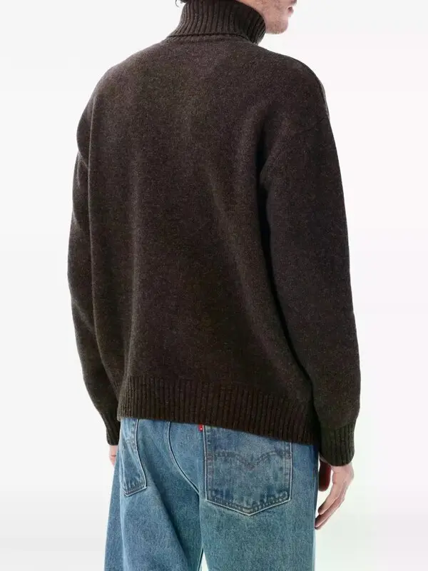 SPORTY & RICH Roll-neck Logo-embroidered T-shirt - Brown
