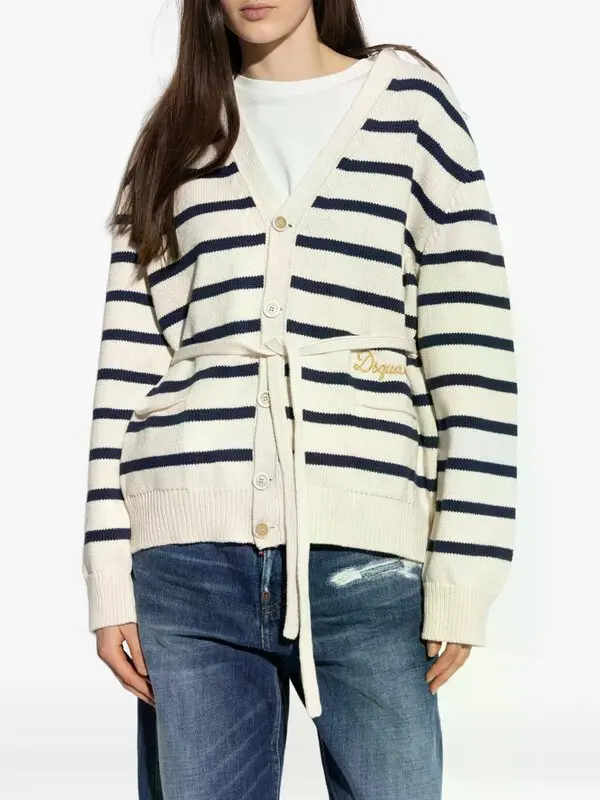 Dsquared2 Striped Embroidered Cardigan