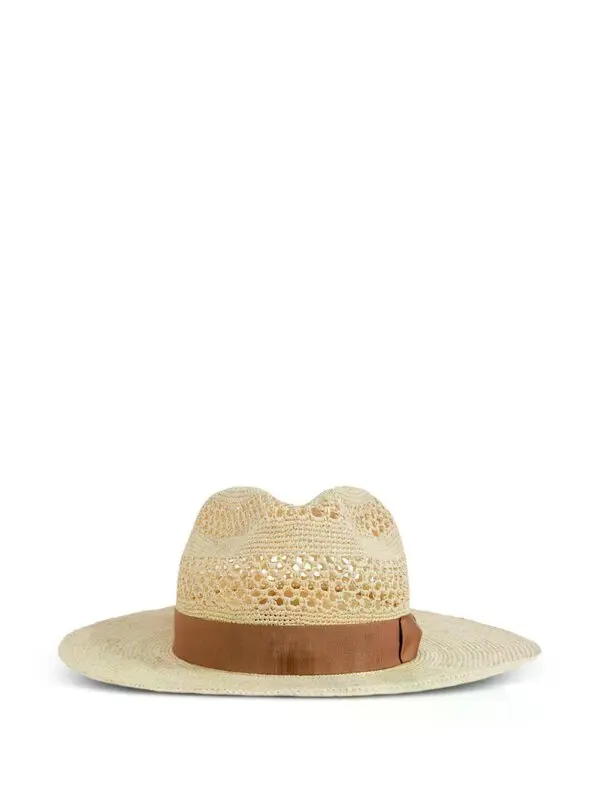 Giorgio Armani Ribbon Straw Trilby - Neutrals