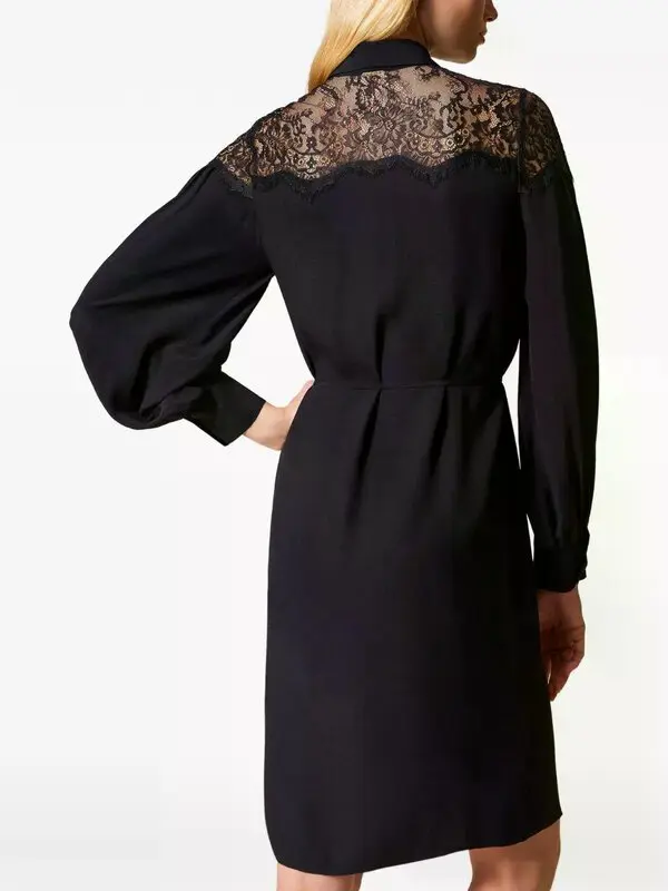 TWINSET Midi Georgette And Lace Shirt Dress