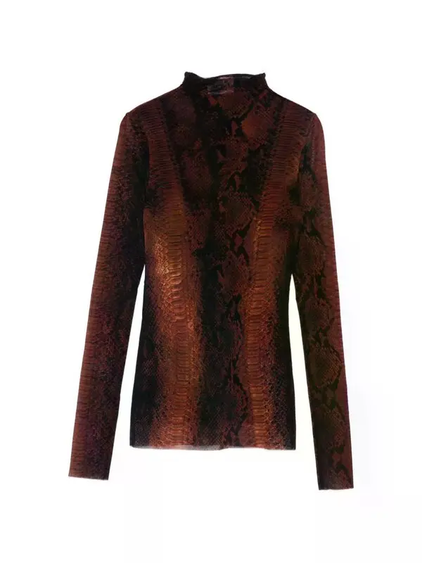 JEAN PAUL GAULTIER Snakeskin Print High-neck T-shirt - Brown