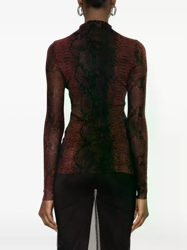 JEAN PAUL GAULTIER Snakeskin Print High-neck T-shirt - Brown