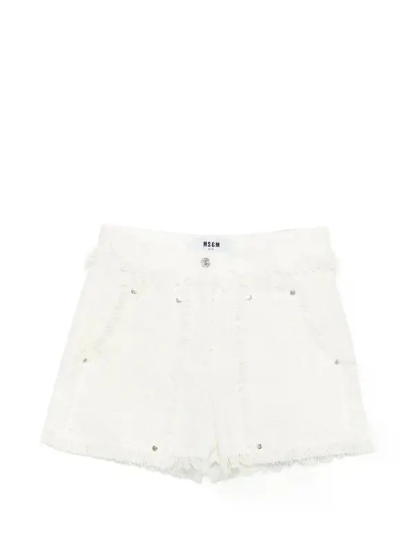 MSGM Fringed-detail Pocket Shorts - White