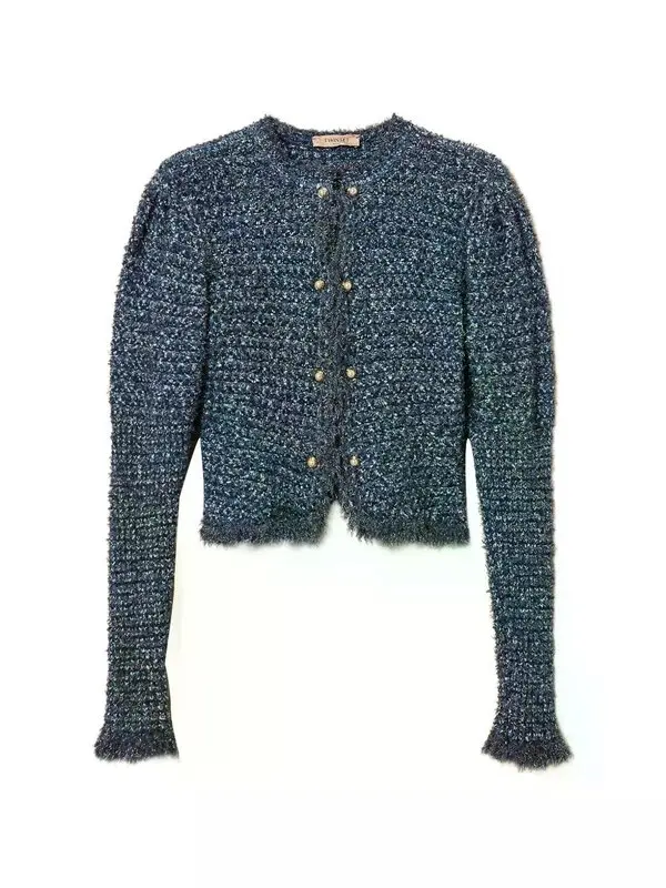 TWINSET Jacquard Jacket With Fringed Trim