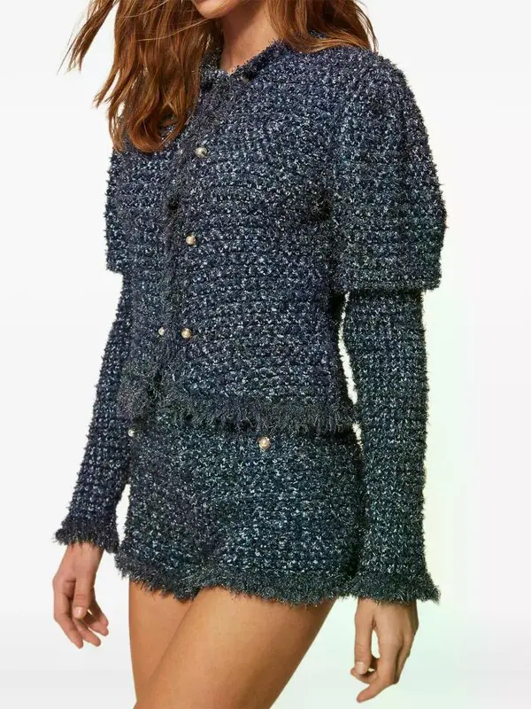 TWINSET Jacquard Jacket With Fringed Trim
