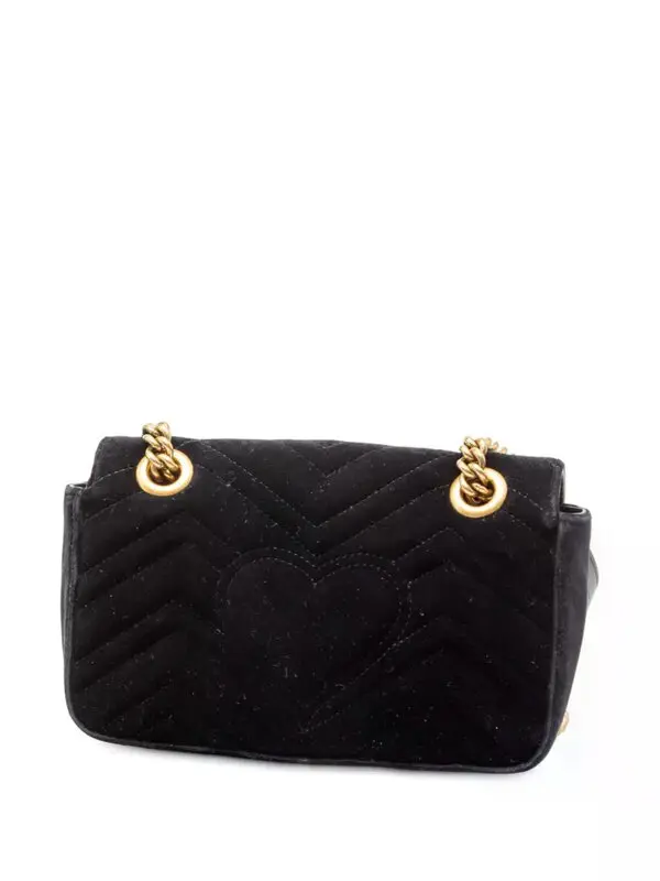 Gucci Gg Marmont Matelasse Velvet Shoulder Bag - Black