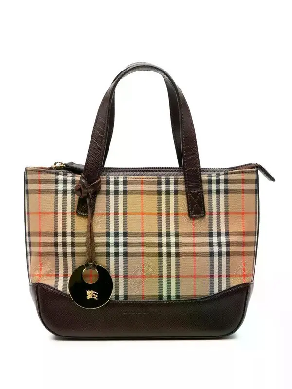 Burberry Haymarket Check Canvas Tote - Brown