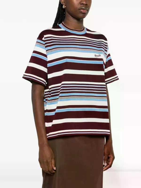 Prada Striped Crew-neck T-shirt - Brown