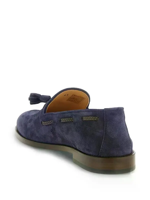 Brunello Cucinelli Suede Loafers With Tassel Detail - Blue