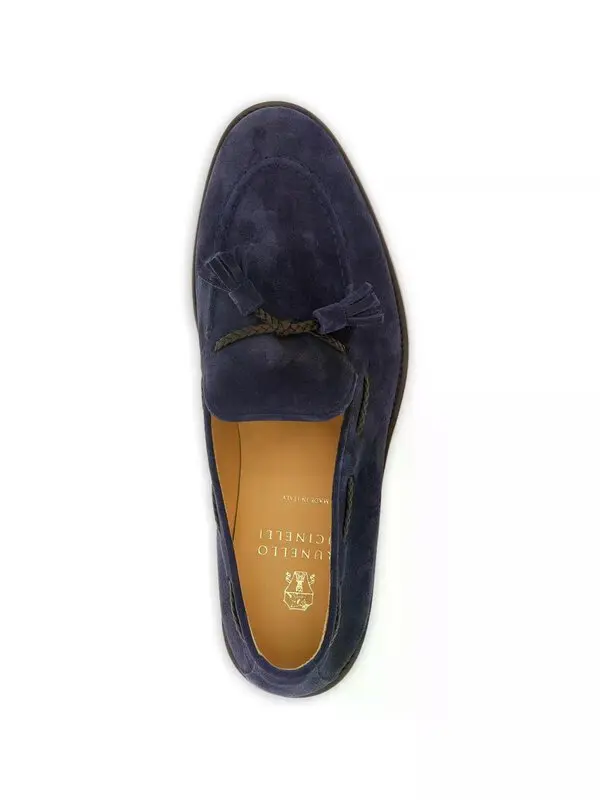 Brunello Cucinelli Suede Loafers With Tassel Detail - Blue