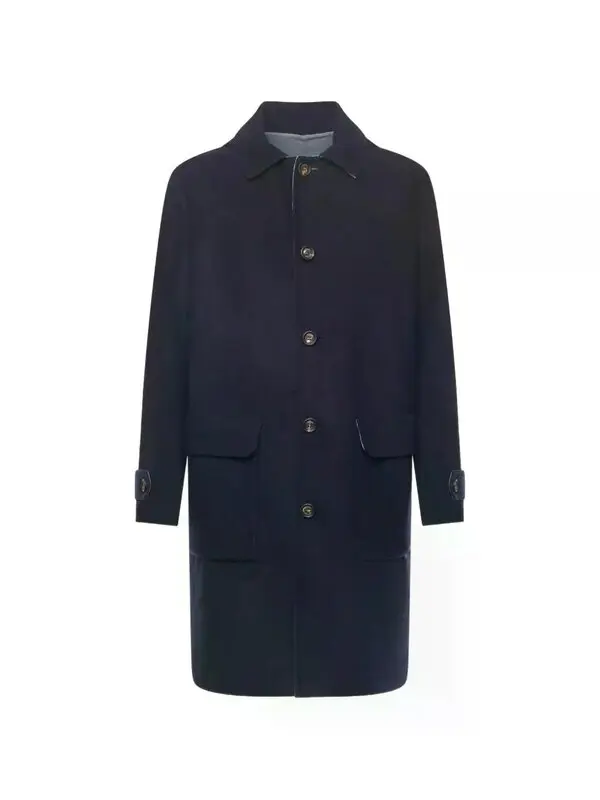 Eleventy Buttoned Coat - Blue