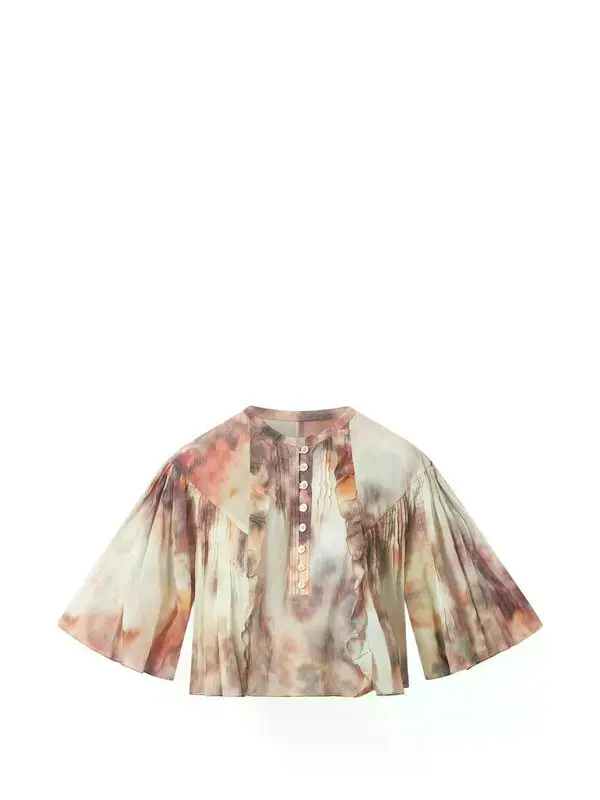 MARANT ETOILE Veelia Ruffled Buttoned Blouse - Neutrals