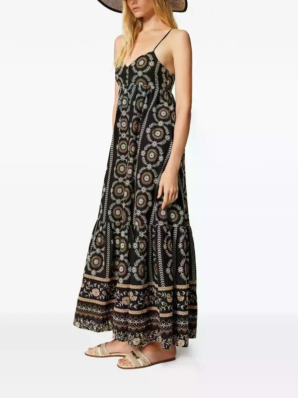 TWINSET Long Muslin Dress With Broderie Anglaise