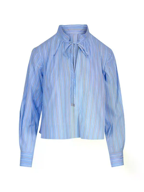 Veronica Beard Striped Tie Blouse - Blue