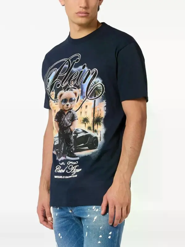 Philipp Plein Teddy-print T-shirt - Blue