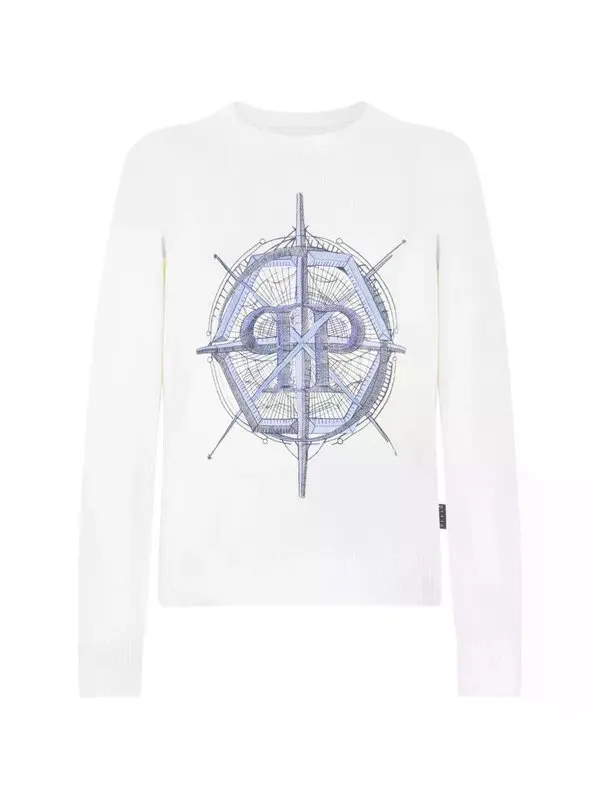 Philipp Plein Crew-neck Wind Rose Sweater - Neutrals