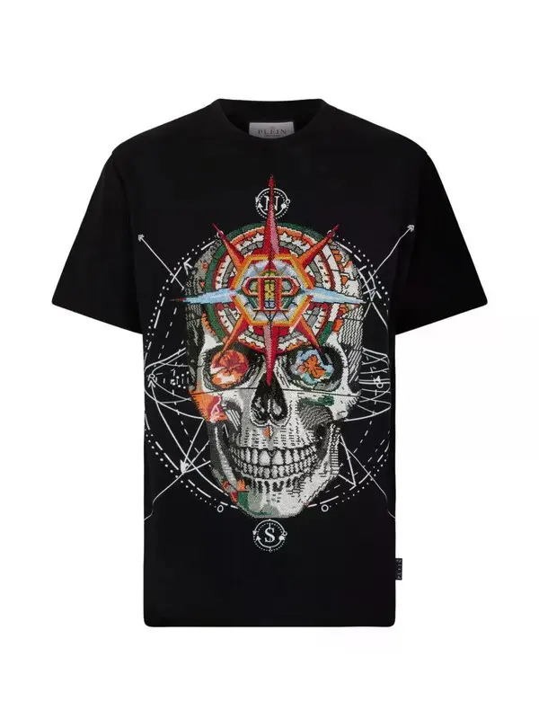 Philipp Plein Rose Skull Stones T-shirt - Black