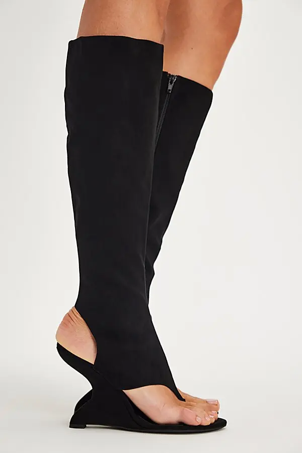 Jeffrey Campbell Alix Knee-high Wedges - Black Suede
